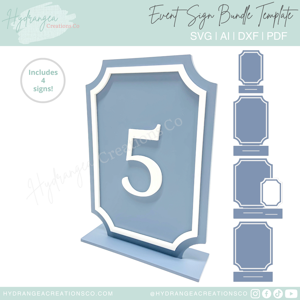 Event Sign Bundle | Laser Cut SVG File – Hydrangea Creations Co