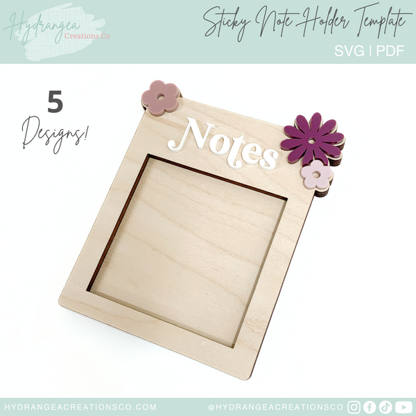 Floral Sticky Note Pad Holder | Laser Cut SVG File – Hydrangea Creations Co
