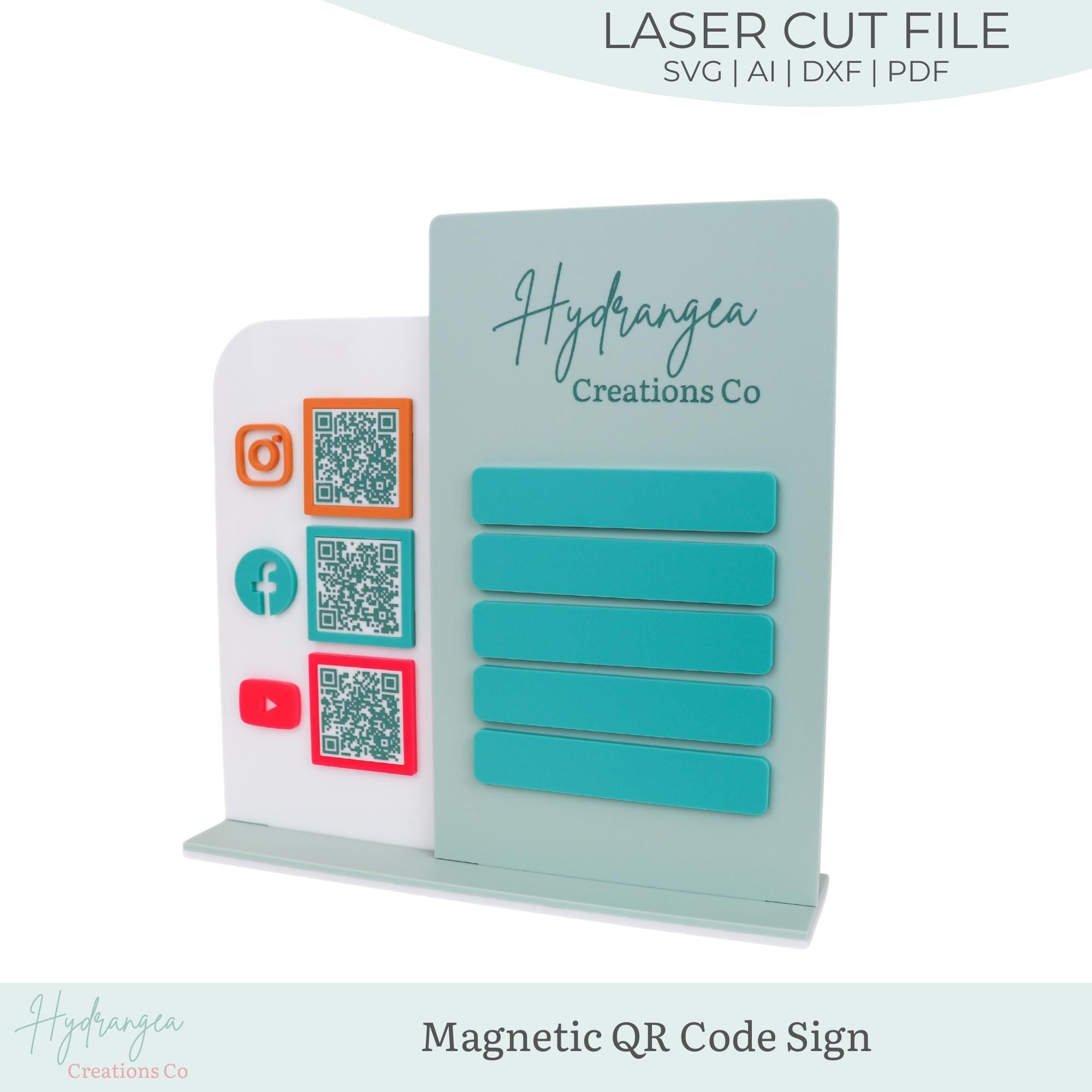 Magnetic QR Code Business Sign | Laser Cut SVG File – Hydrangea ...